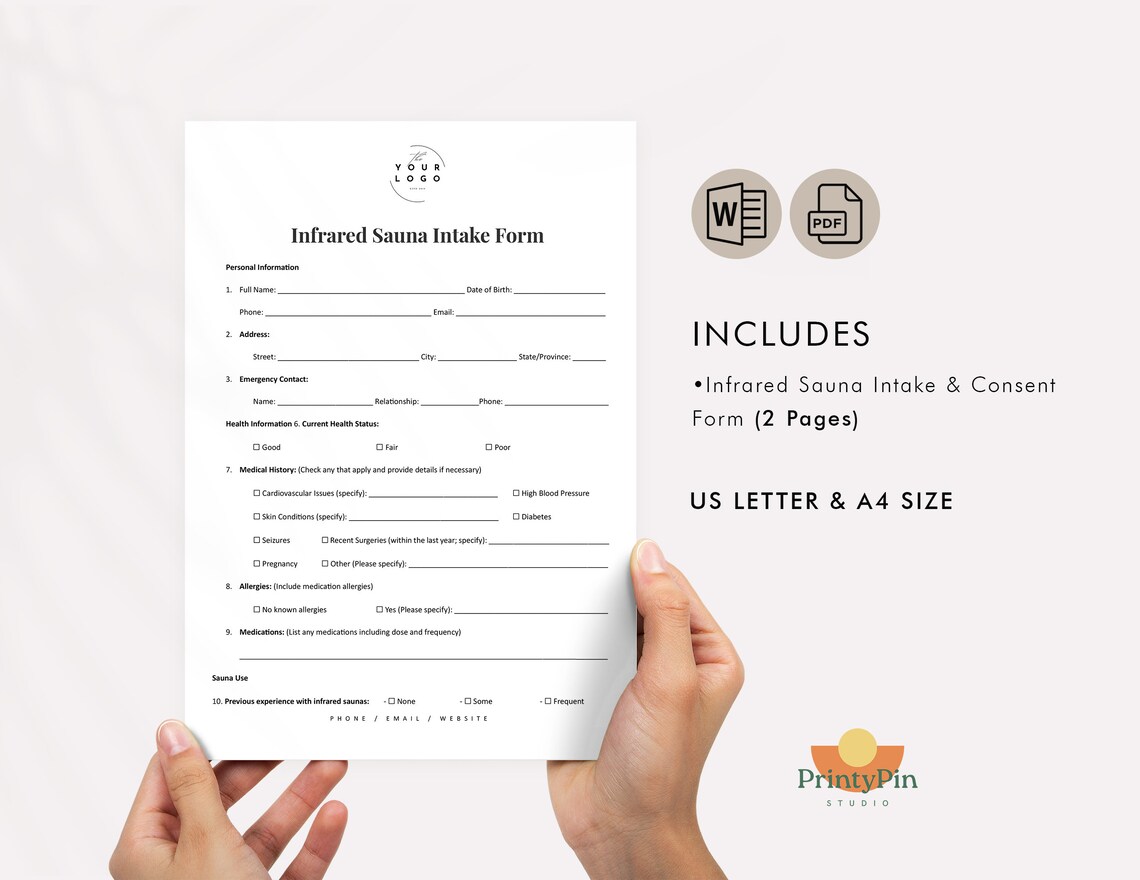 Editable Infrared Sauna Consent Form PDF - Detox Sauna Intake Form Ms ...