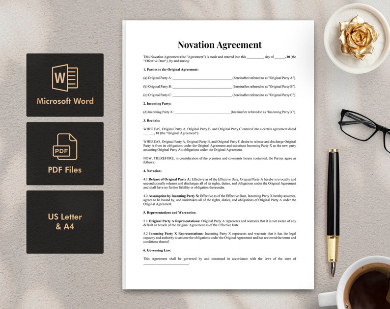 Novation Agreement Template - Printable Contract Template for ...