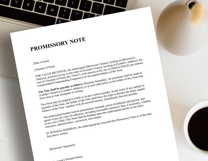 Promissory Note, Promissory Note Template PDF & Microsoft Word - Etsy