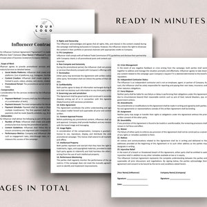Influencer Contract Template Word - Social Media Influencer Contract ...