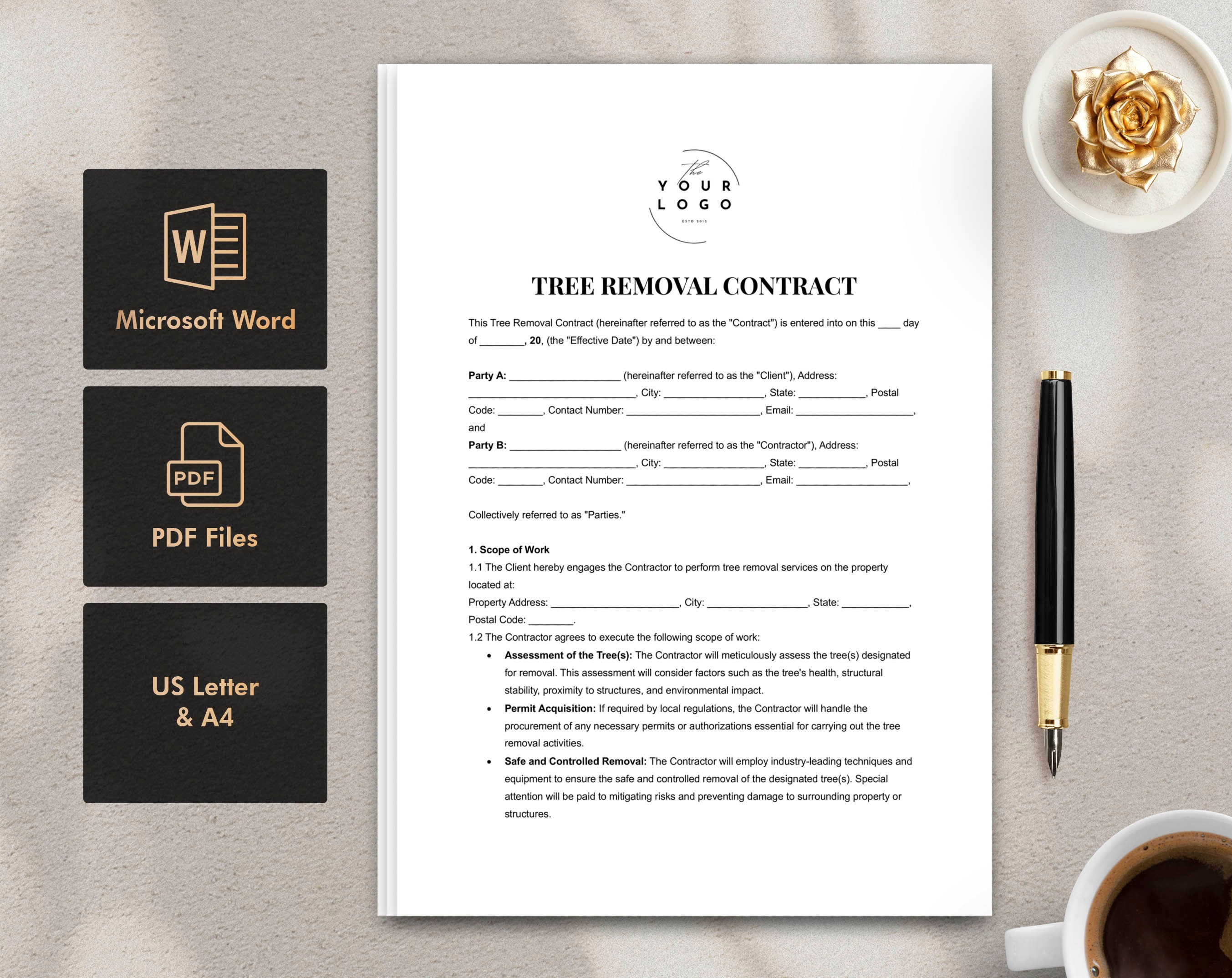 Printable Tree Removal Contract Template Word - Customizable PDF ...