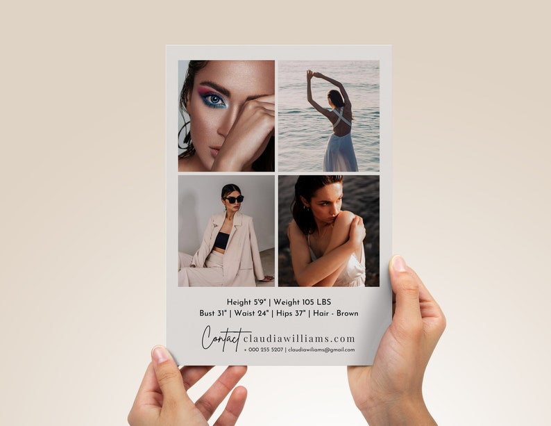 Modeling Comp Card Template Canva Model Comp Card Fashion - Etsy