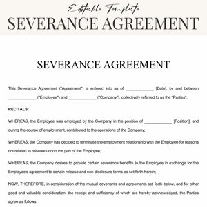 Severance Agreement Template - Fully Customizable Word & PDF Files ...