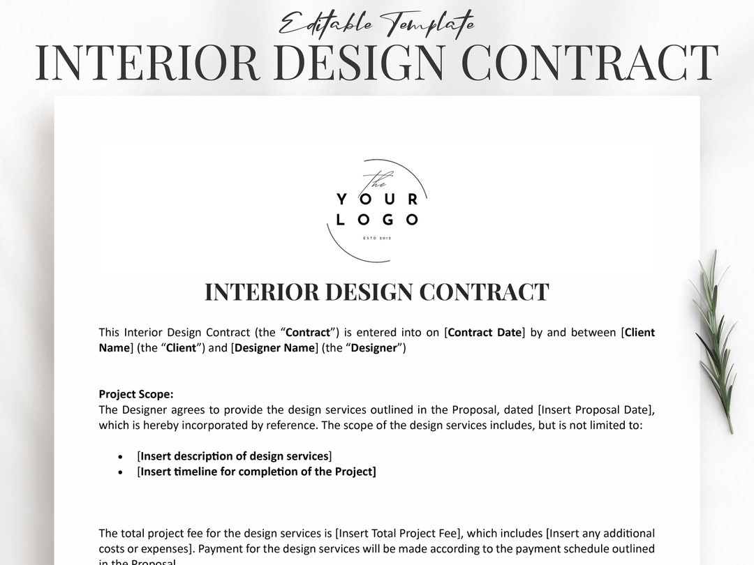 Printable Interior Design Contract PDF Template | Professional ...