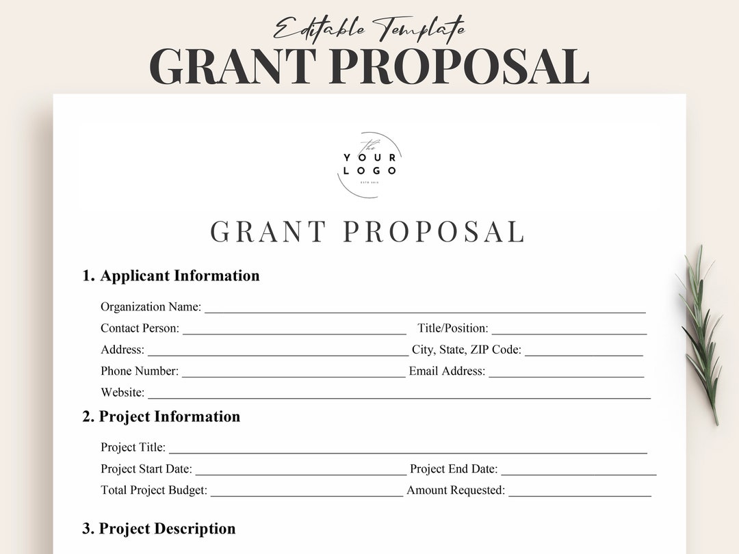 Grant Proposal Form Template | Detailed Fill-in-the-blank Sections ...