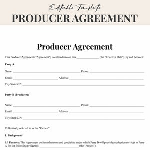Producer Agreement Template - Professional Producer Contract ...