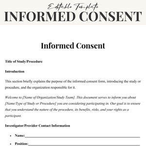 Informed Consent Template for Research and Medical Studies ...