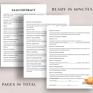 Editable Saas Agreement Template Comprehensive Software Service ...