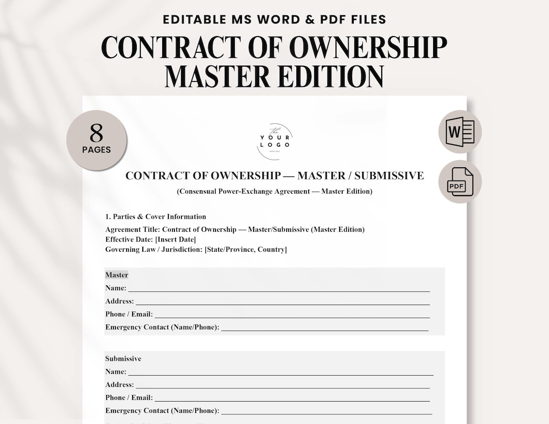 Contract of Ownership Master Edition – Editable D/S Agreement, Power ...