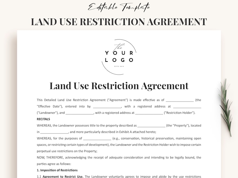 Land Use Restriction Agreement Template - Real Estate Planning ...