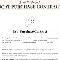 Boat Storage Contract Template - Customizable and Editable, Instant ...