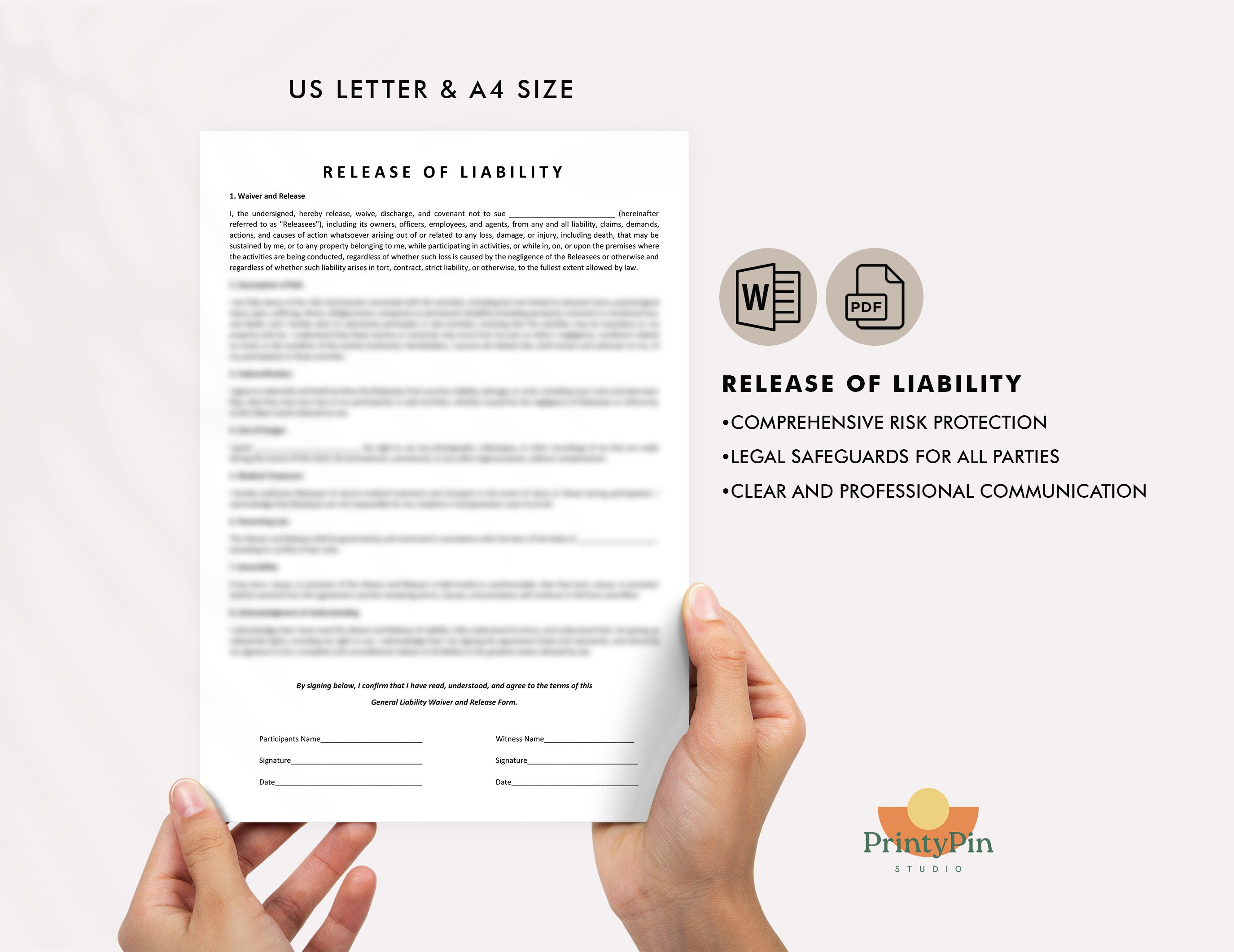 Release of Liability, Release of Liability Form General, Comprehensive ...