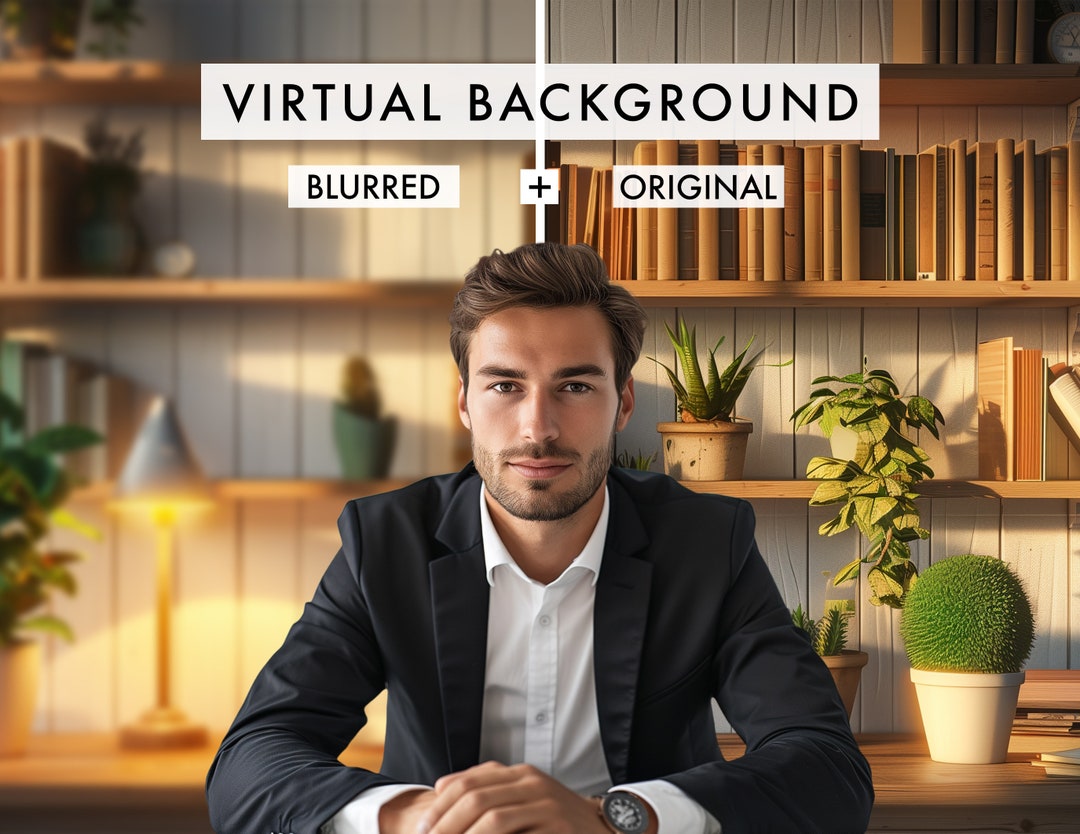 Cozy Evening Bookshelf Zoom Backgrounds – Set of 4 Warm and Inviting ...