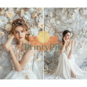 12 White Floral Digital Backdrops - 300 DPI Elegant Wedding & Portrait ...