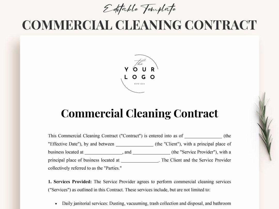 Professional Commercial Cleaning Contract Template - Customizable ...