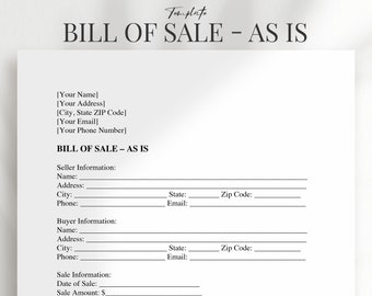 As is Bill of Sale, Bill of Sale, Bill of Sale Template, Bill of Sale ...