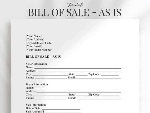 Microsoft Word Bill Sale Template