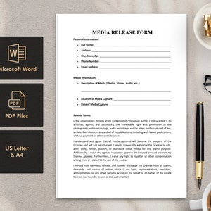 Media Release Form Template Word & PDF - Printable General Consent Form ...