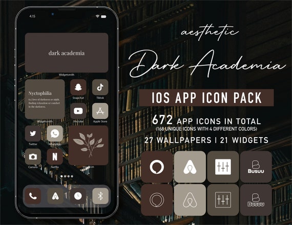 Dark Academia App Icons Ios Theme Pack for Ios 14 & Ios 15 - Etsy