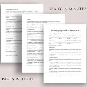 Bookkeeping Contract Template Word & PDF - Printable Bookkeeping ...