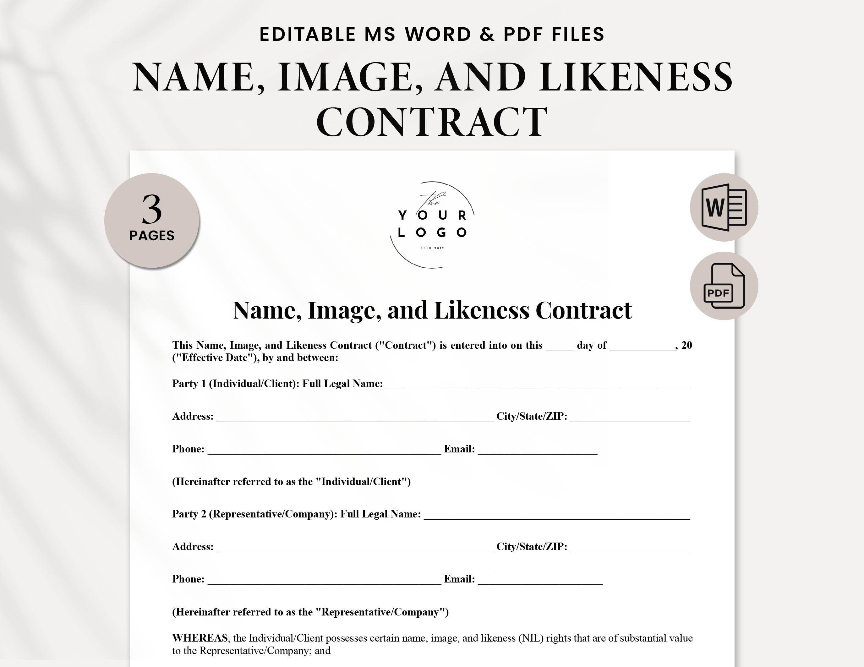 Name, Image, and Likeness Contract Template - NIL Contract Template ...
