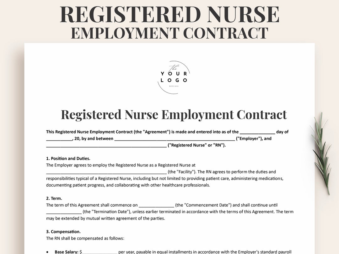 Registered Nurse Employment Contract | Detailed RN Job Agreement ...