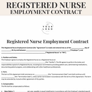 Registered Nurse Employment Contract | Detailed RN Job Agreement ...