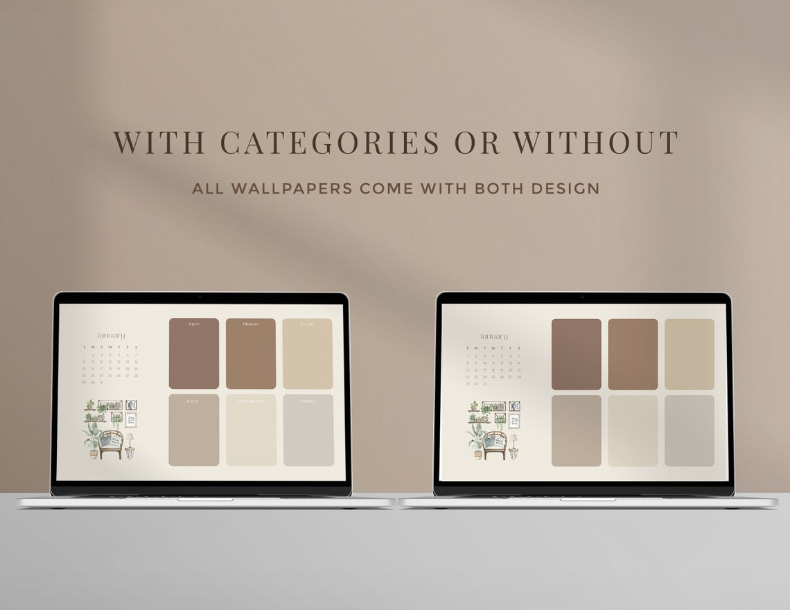Desktop Wallpaper Organizer Minimalist Folder Icons Brown - Etsy