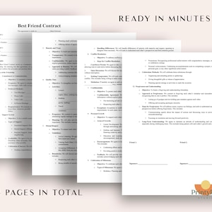 Best Friend Contract Template - Editable Friendship Agreement ...