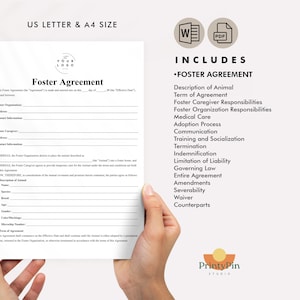 Foster Agreement Template, Editable Pet Foster Care Contract ...