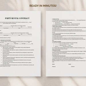 Printable Party Rental Contract Template Word & PDF - Premium Party ...