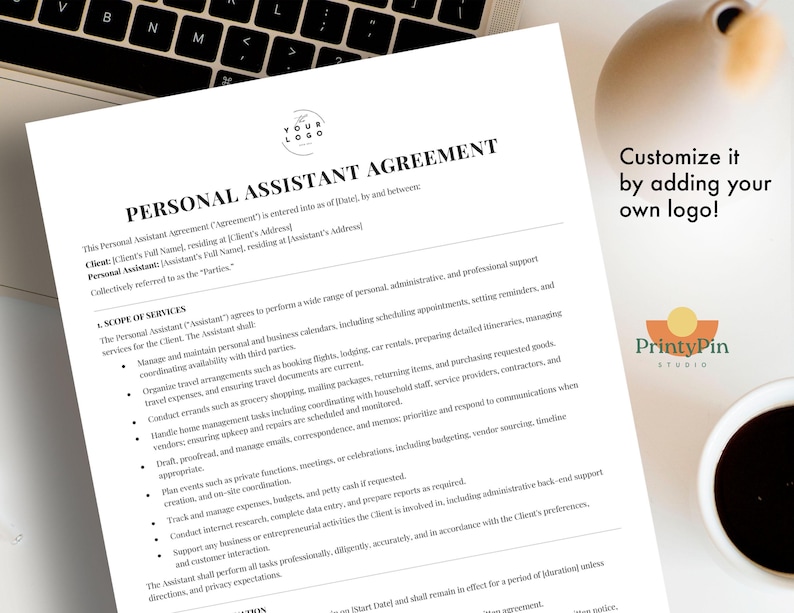 Personal Assistant Contract Template – Editable Agreement | PA Service ...