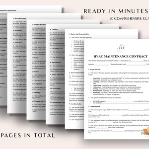 HVAC Maintenance Contract Template | Editable Heating & Cooling Service ...