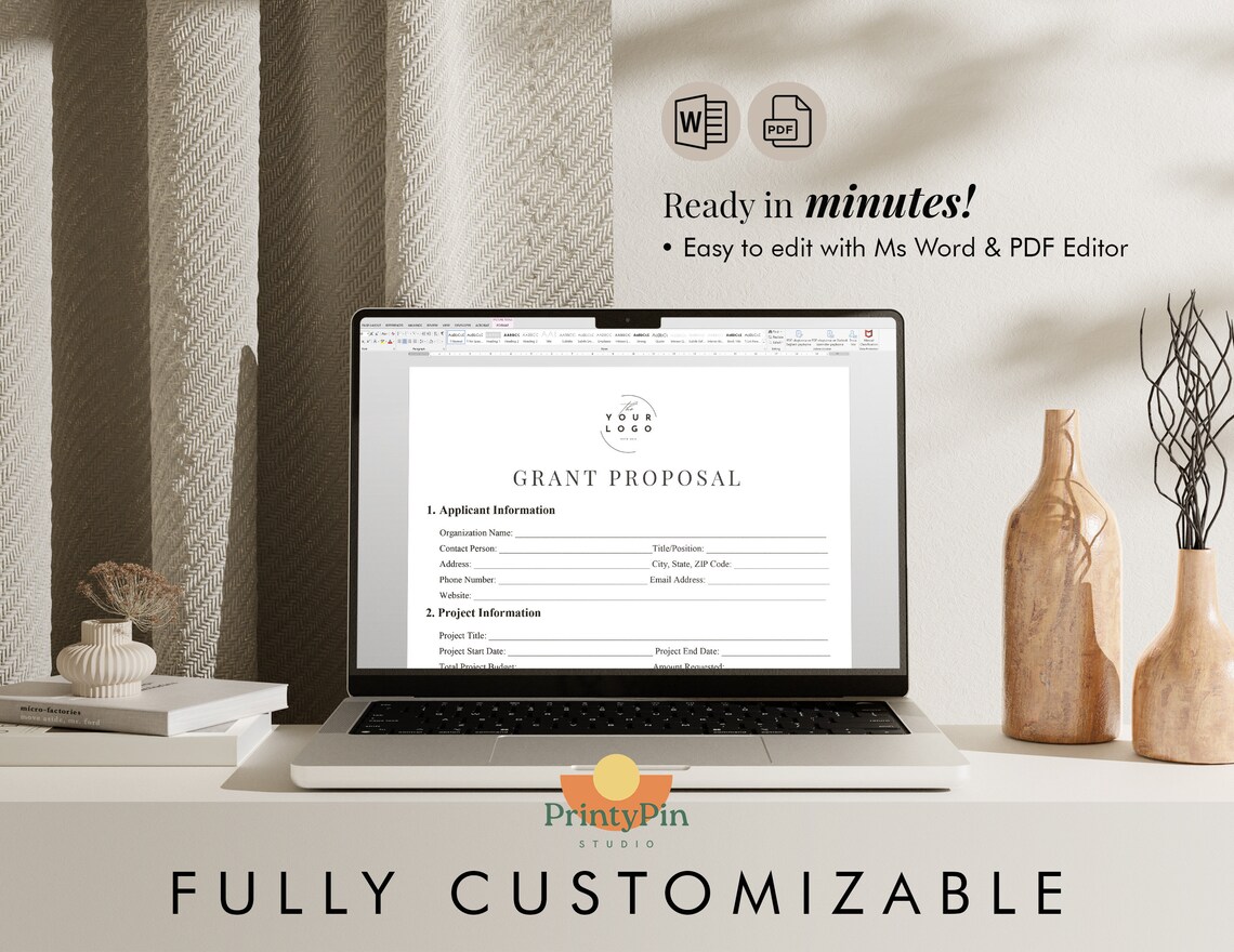 Grant Proposal Form Template | Detailed Fill-in-the-blank Sections ...