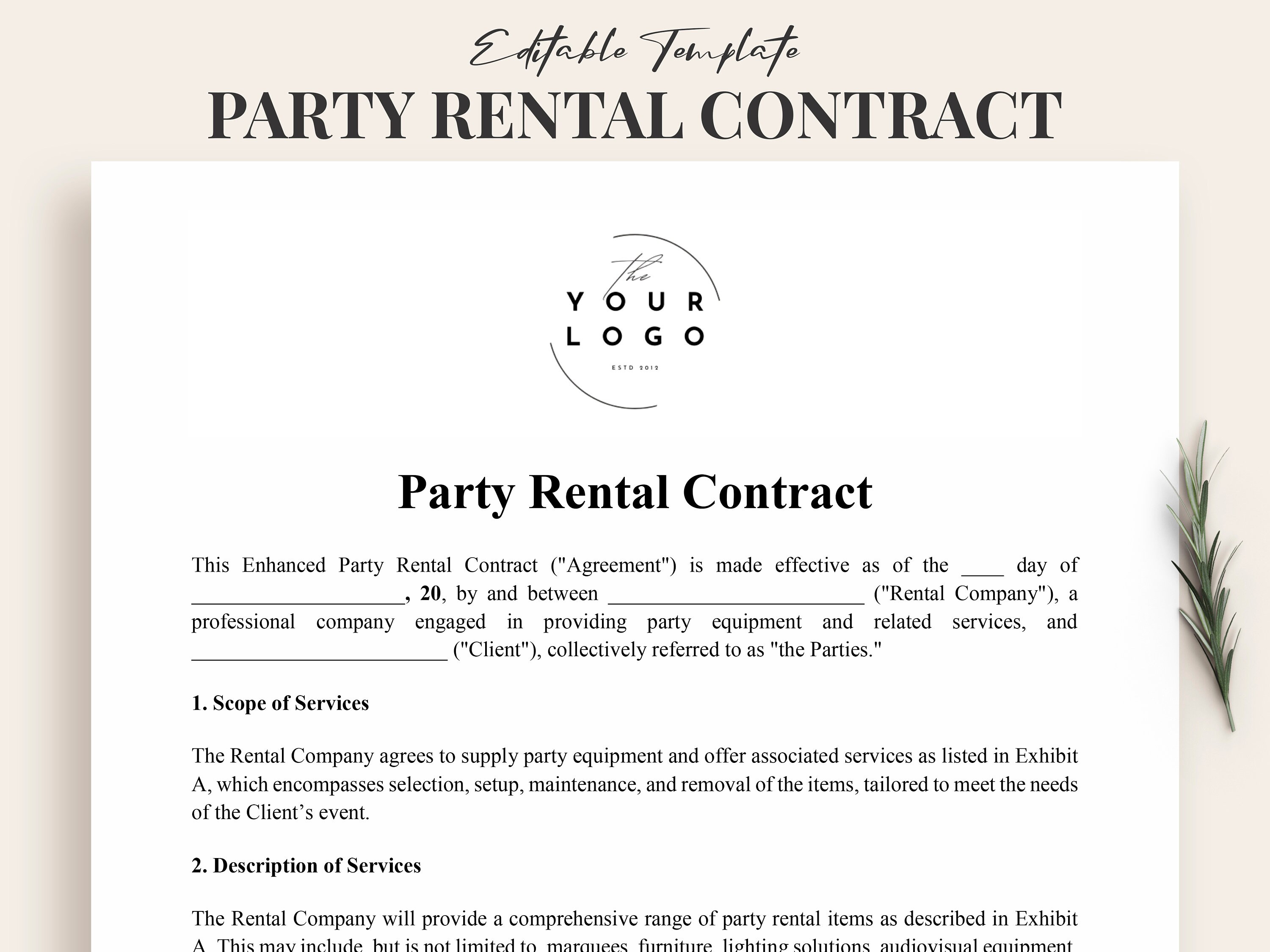 Party Rental Agreement Templates Privart Event Decor Rental Contract