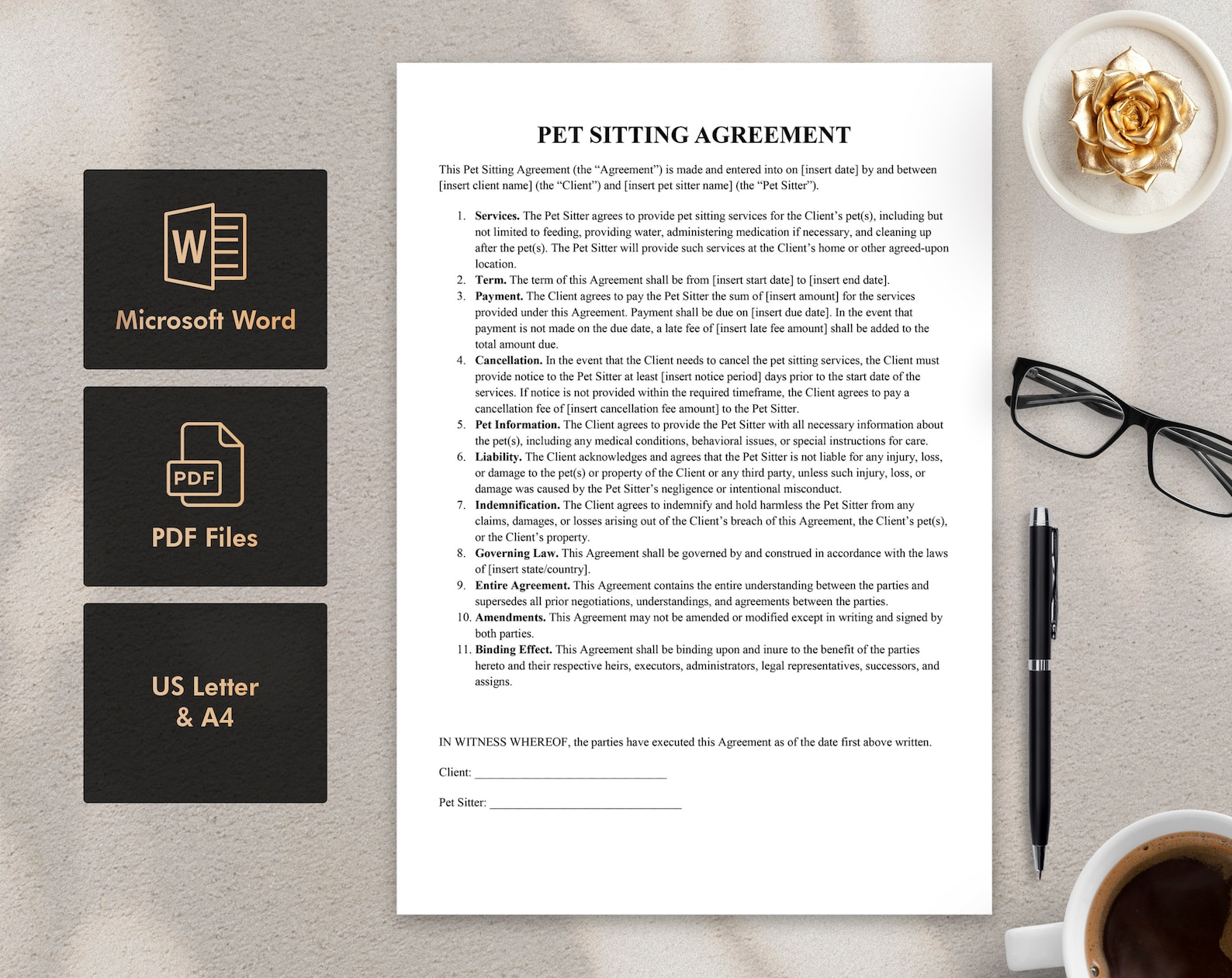 Pet Sitting Agreement PDF, Pet Sitting Contract, Pet Sitter Agreement ...