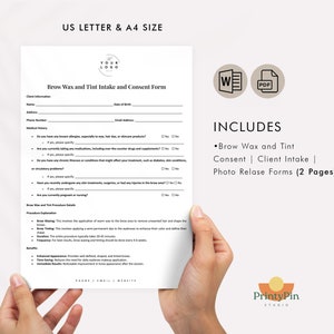 Editable Brow Wax and Tint Intake Form PDF, Consent and Waiver Form ...