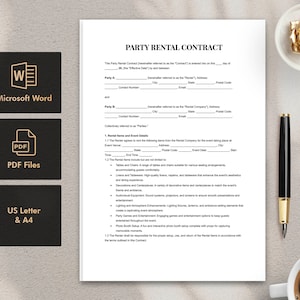 Printable Party Rental Contract Template Word & PDF - Premium Party ...