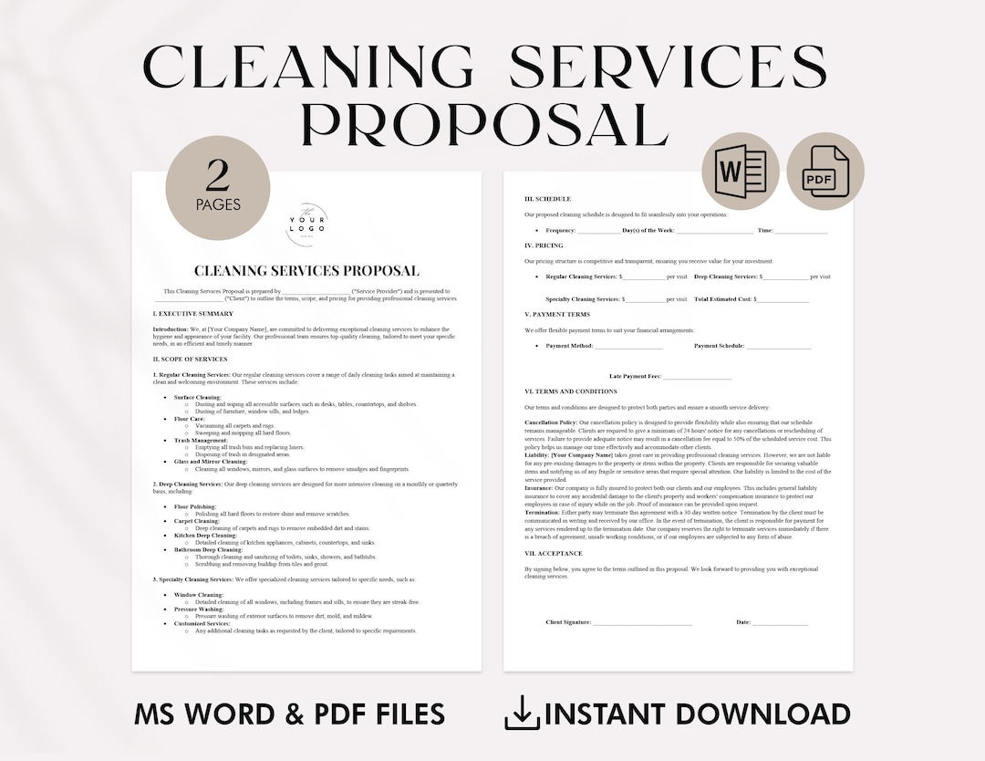 Cleaning Proposal Template - Professional Cleaning Business Proposal ...