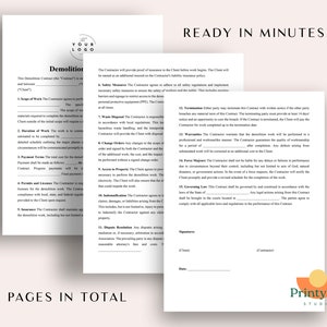 Comprehensive Demolition Contract Template | Demolition Agreement ...