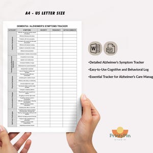 Dementia Alzheimer's Symptoms Tracker Template | Cognitive and ...