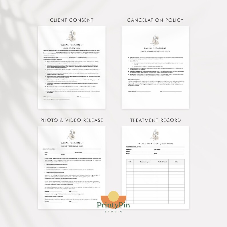 Editable Esthetician Consent Forms - Facial Intake Form - Facial ...