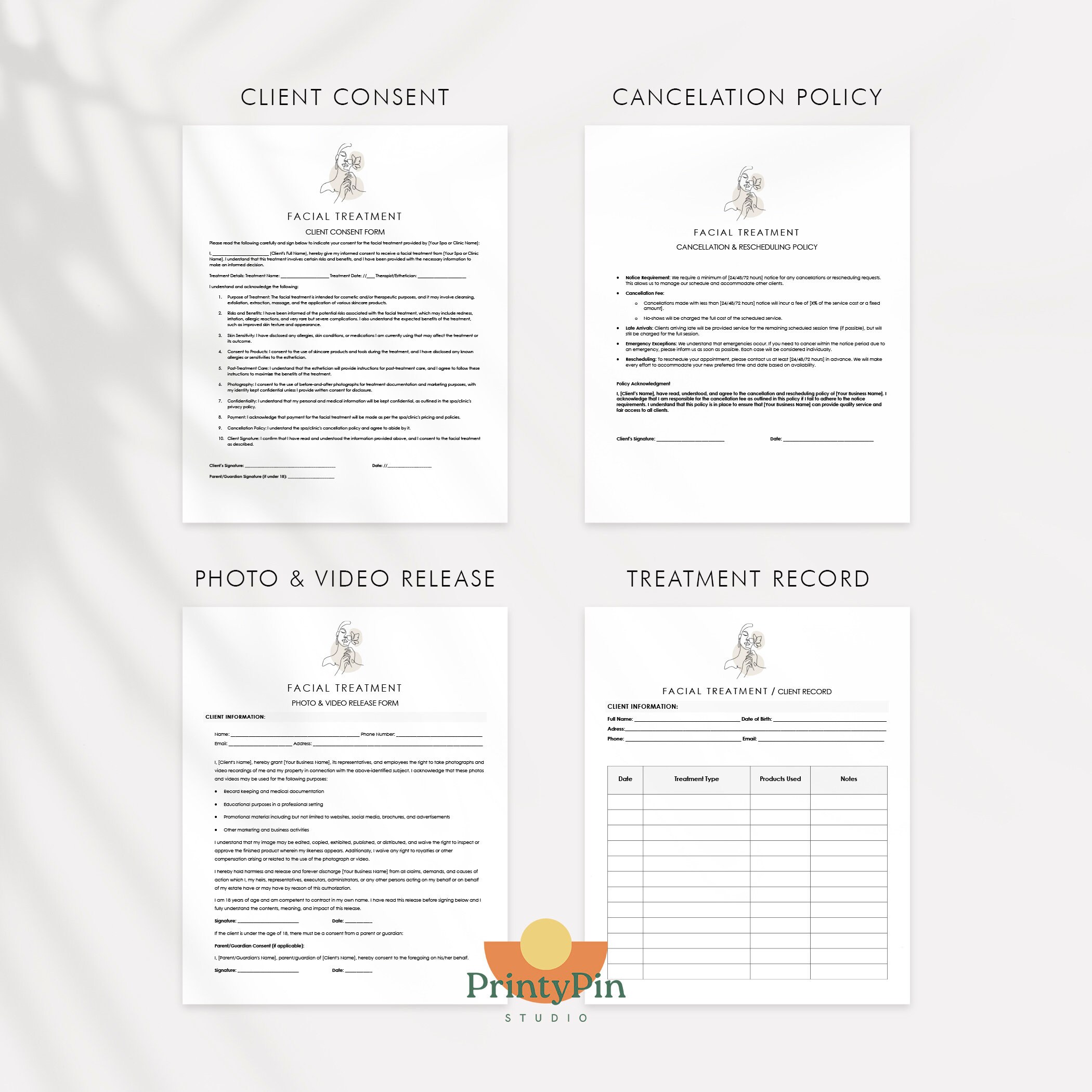 Editable Esthetician Consent Forms - Facial Intake Form - Facial ...