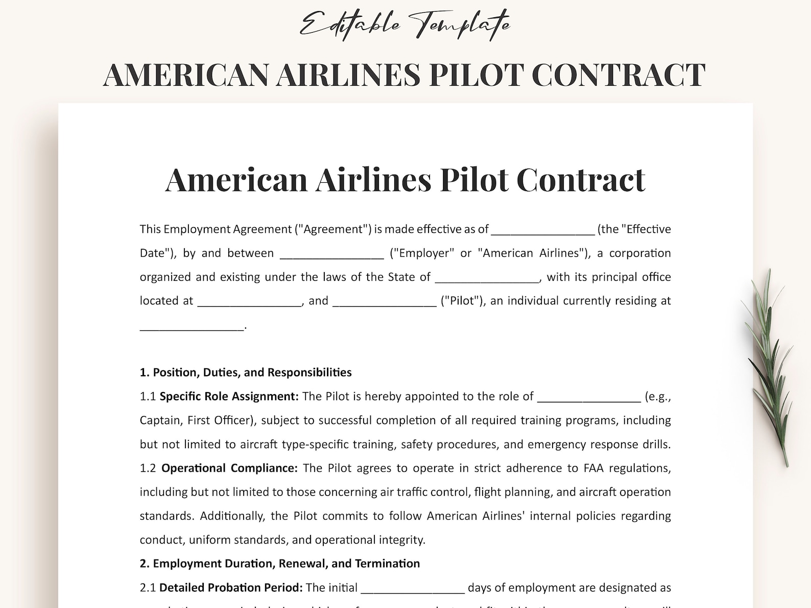 American Airlines Pilot Contract PDF - Professional Pilot Contract ...