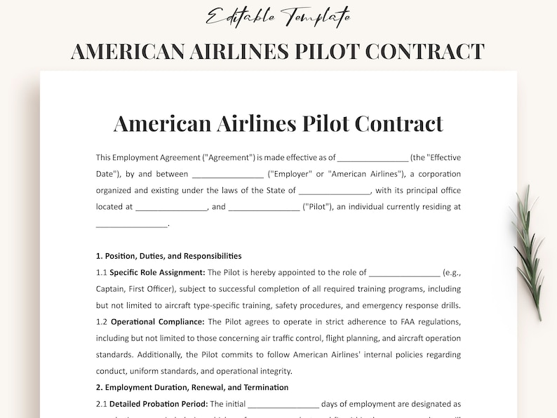 American Airlines Pilot Contract PDF - Professional Pilot Contract ...