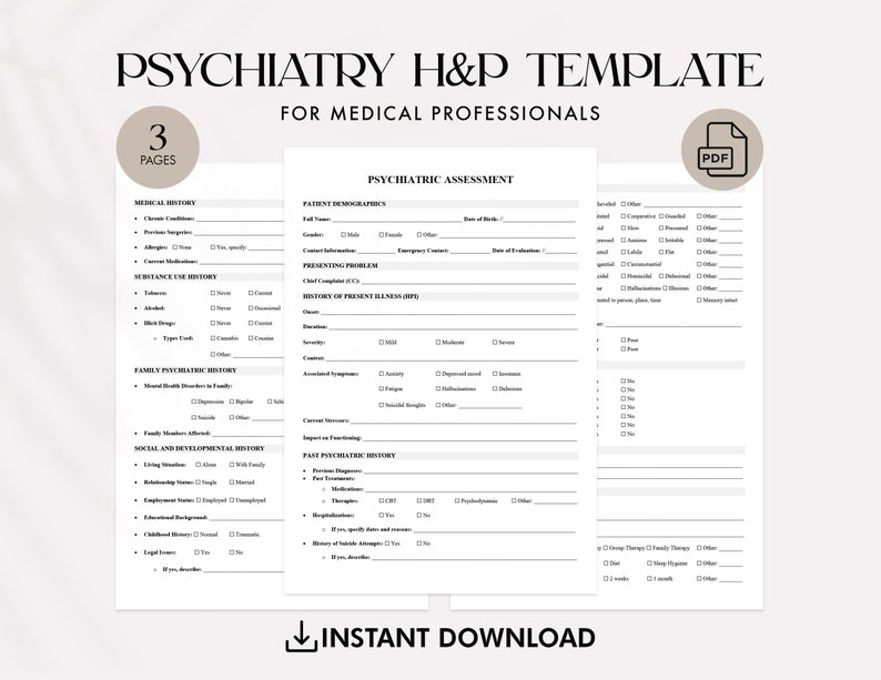 Psychiatry H&P Clinical Template PDF for Medical Students ...