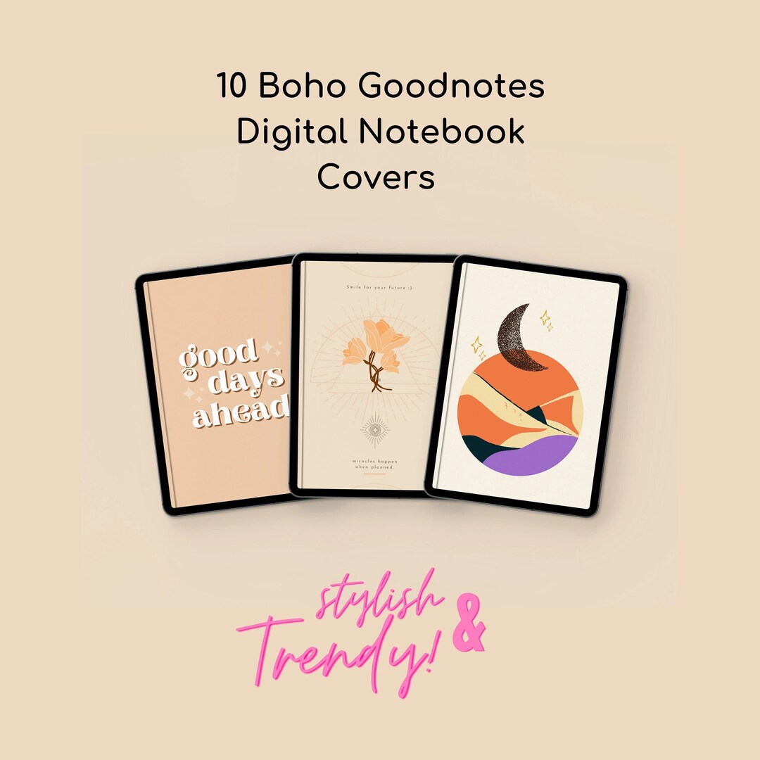 Boho Digital Notebook Covers, Aesthetic Minimalist Goodnotes Covers ...
