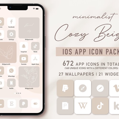 Neutral Ios 14 App Icons Minimalist Aesthetic Iphone Home - Etsy