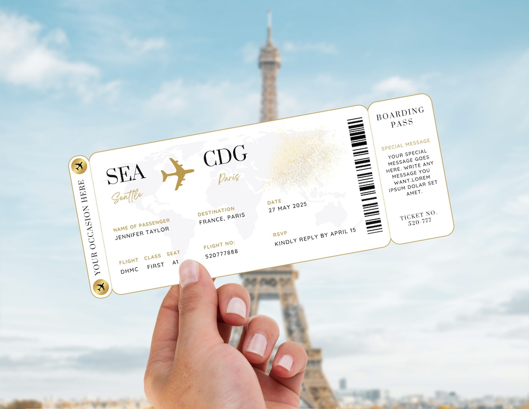 Editable Boarding Pass Template, Surprise Fake Plane Ticket Gift ...