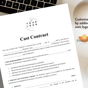 Cast Contract Template PDF | Film & Theater Productions | Editable and ...
